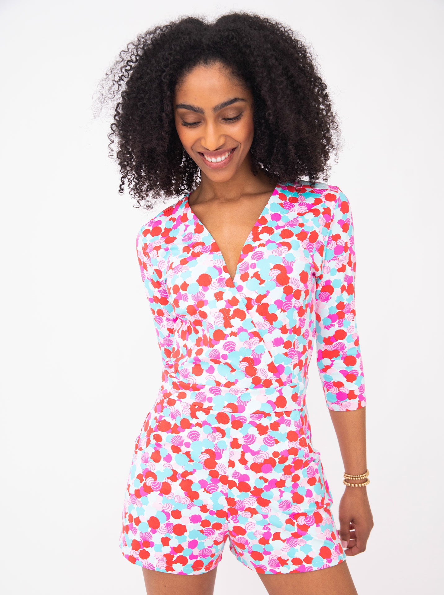 Riptide Romper - Hidden Shells in Poppy – MAHI GOLD