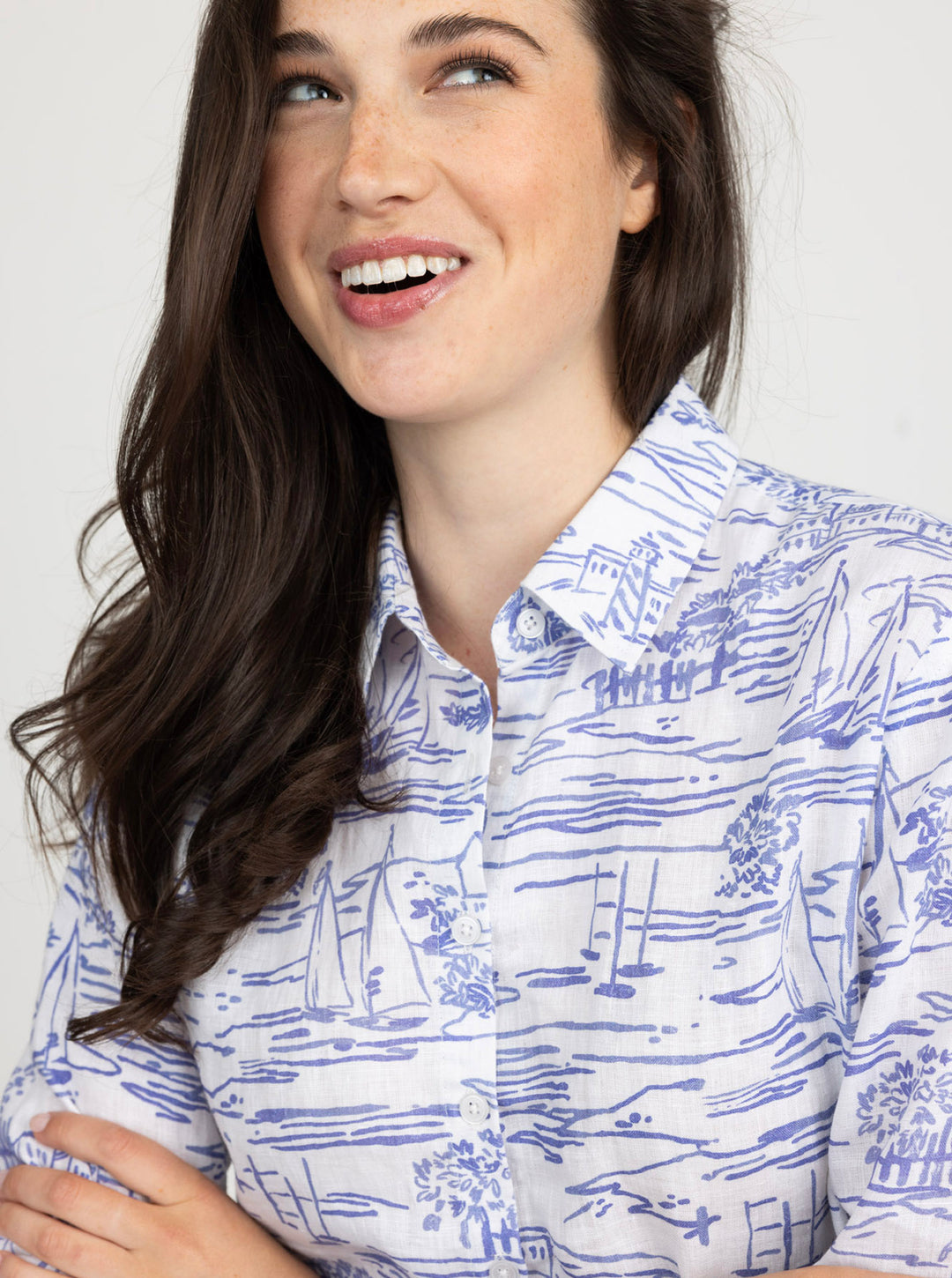 Helen Button Down - Set Sail in Sailor Blue – MAHI GOLD