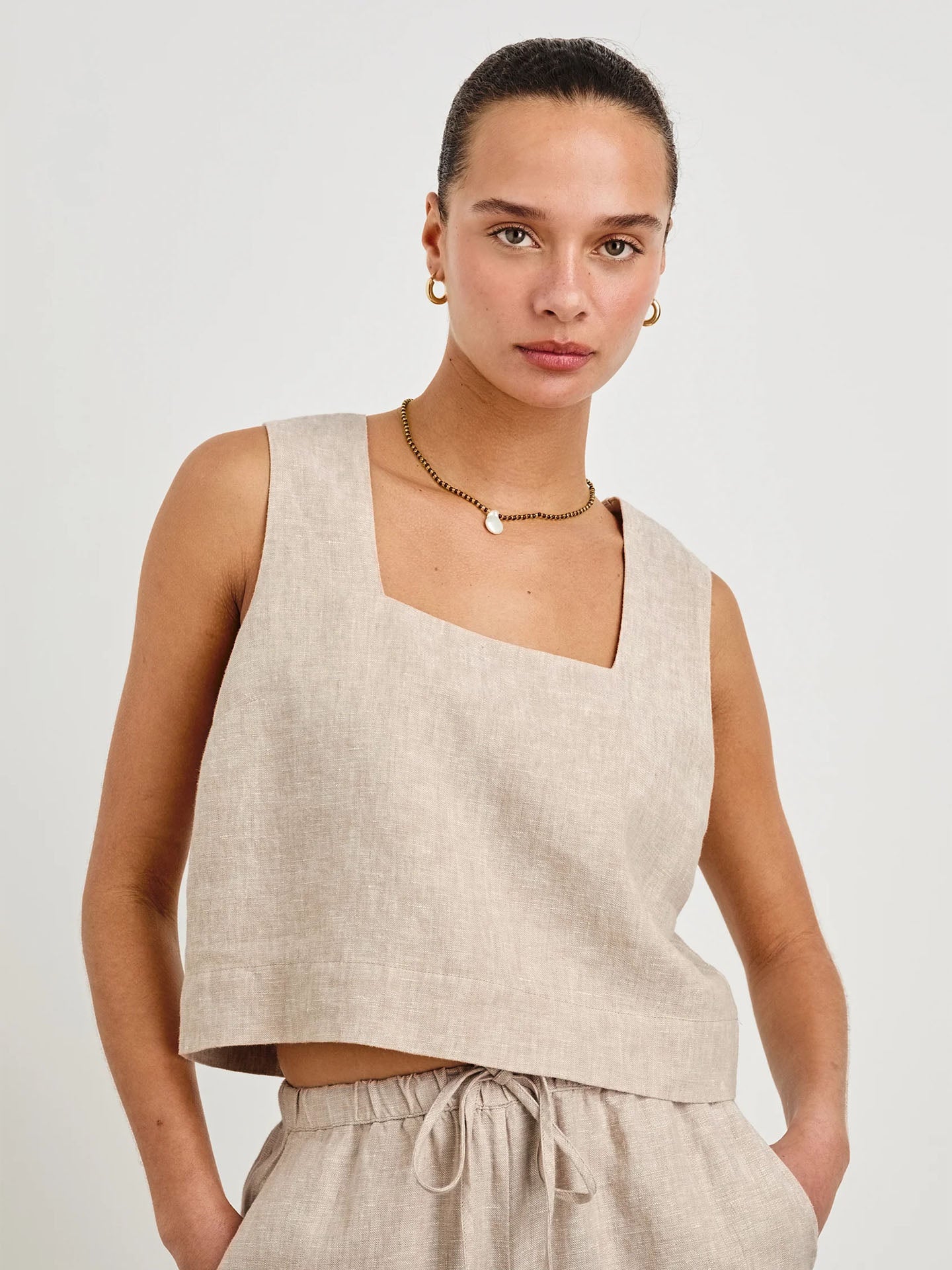 Akira Top in Heathered Flax – MAHI GOLD